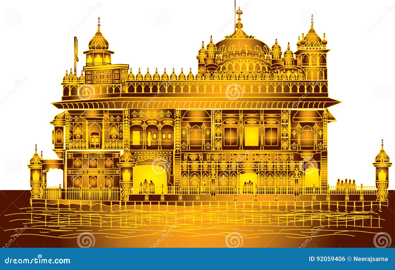 Golden Temple Vector Illustration For Designs | CartoonDealer.com ...