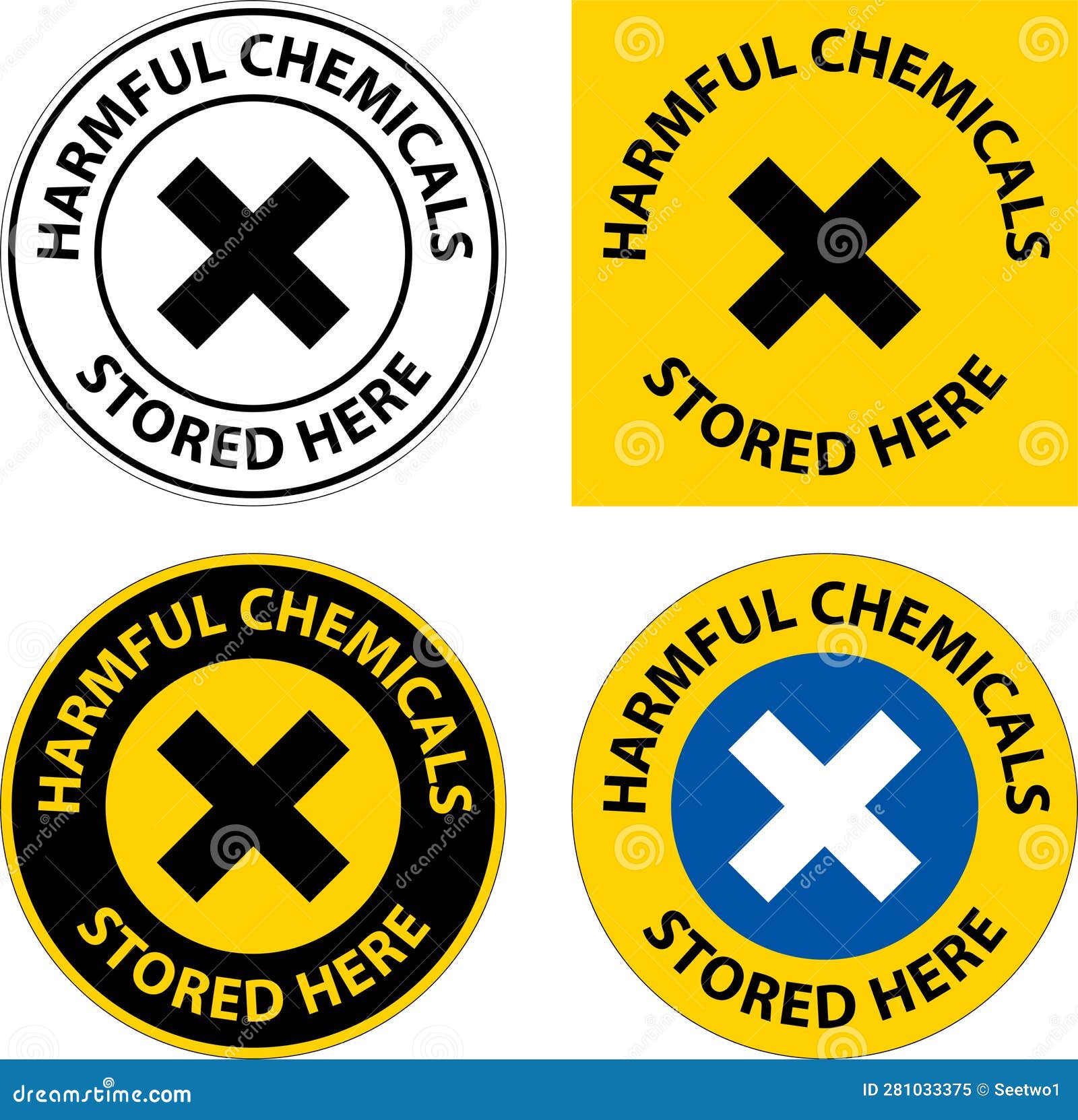 Harmful Chemicals Stored Here Sign on White Background Stock Vector ...