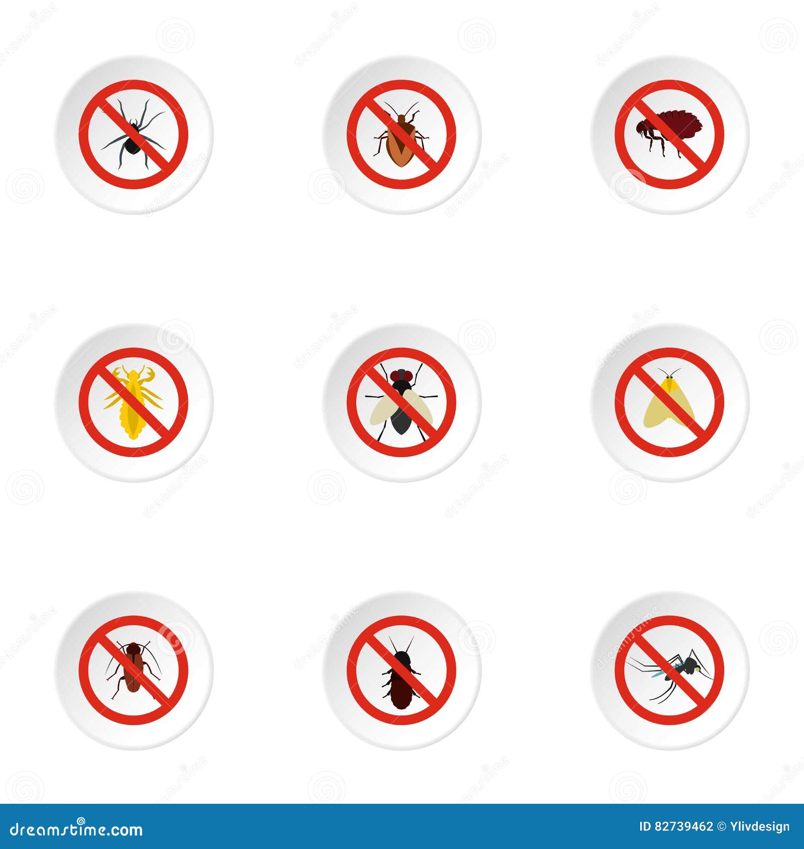 Harmful Insects Icons Set, Flat Style Stock Vector - Illustration of ...
