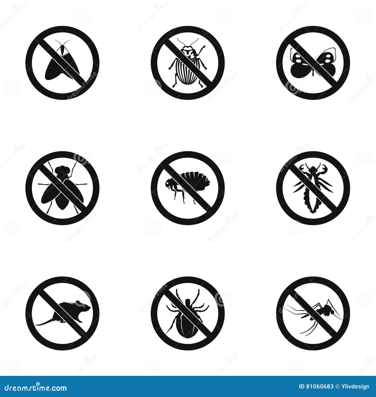 Harmful Insects Icons Set, Simple Style Stock Vector - Illustration of ...