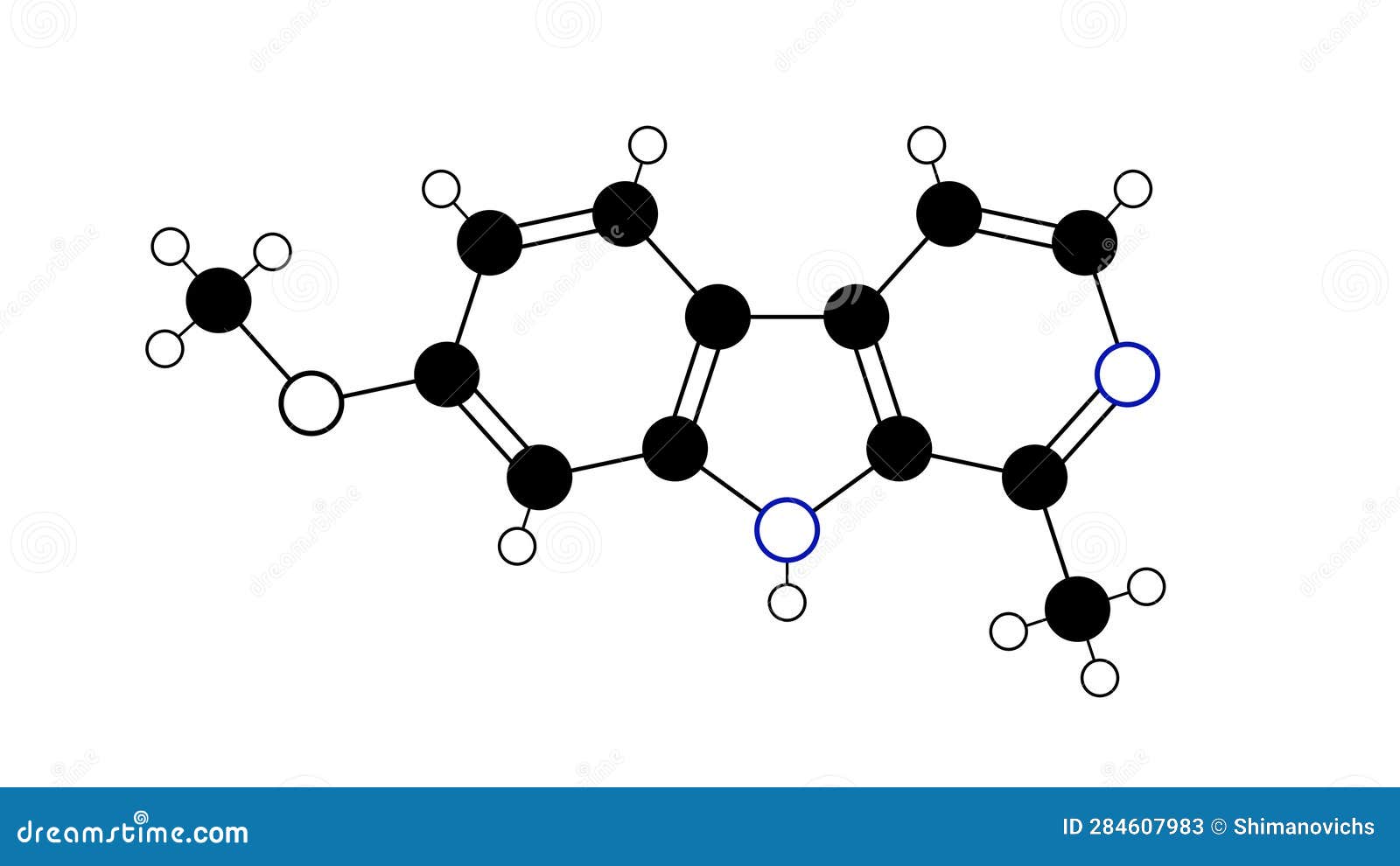 Harmine Molecule, Structural Chemical Formula, Ball-and-stick Model ...