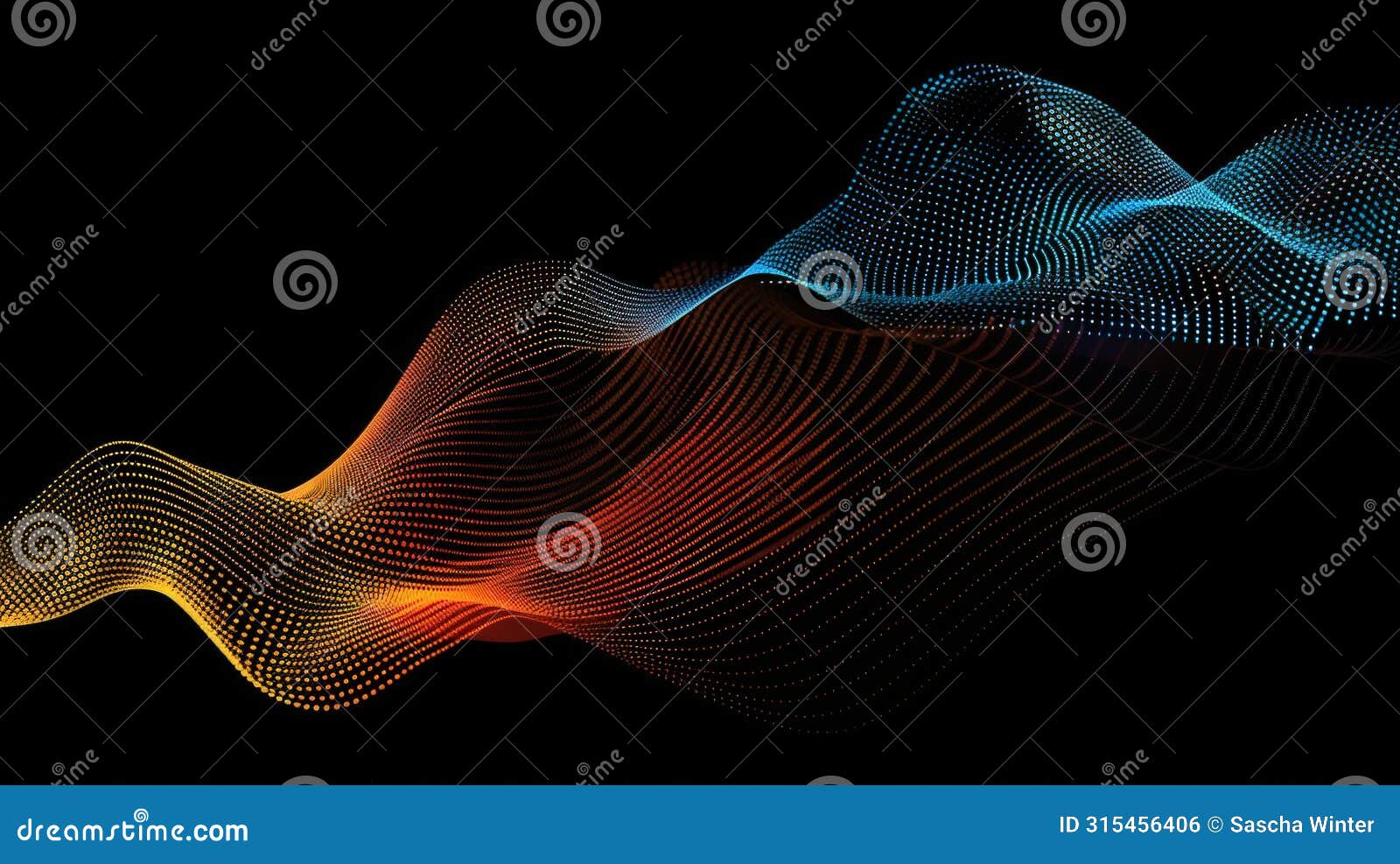 Harmonic Dot Flow: 3D Curves in Blue & Orange Gradient Light Stock ...
