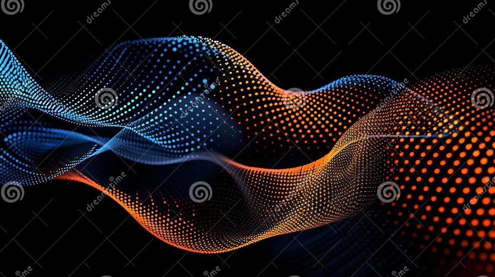 Harmonic Dot Flow: 3D Curves in Blue & Orange Gradient Light Stock ...