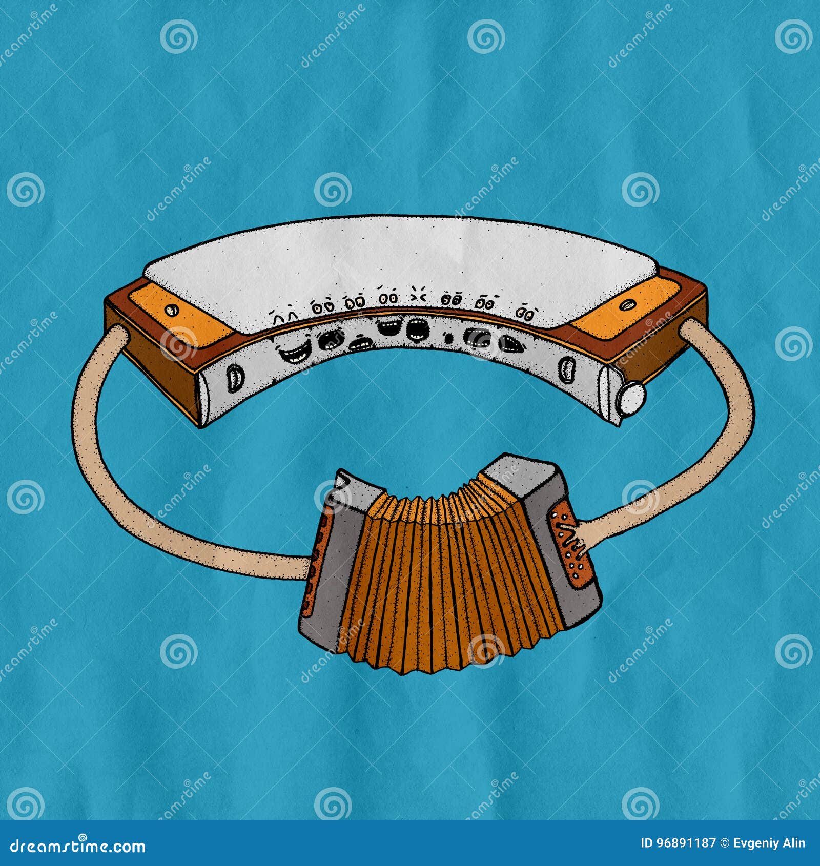Harmonica with harmonica stock illustration. Illustration of smile ...