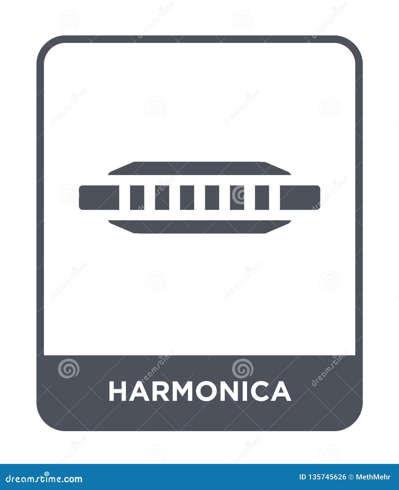 Harmonica Icon in Trendy Design Style. Harmonica Icon Isolated on White ...