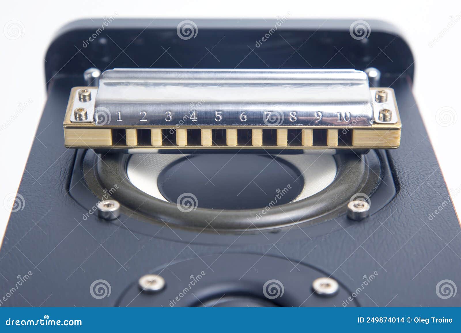 The Harmonica Lies on the Audio Speaker. Classical Musical Wind ...