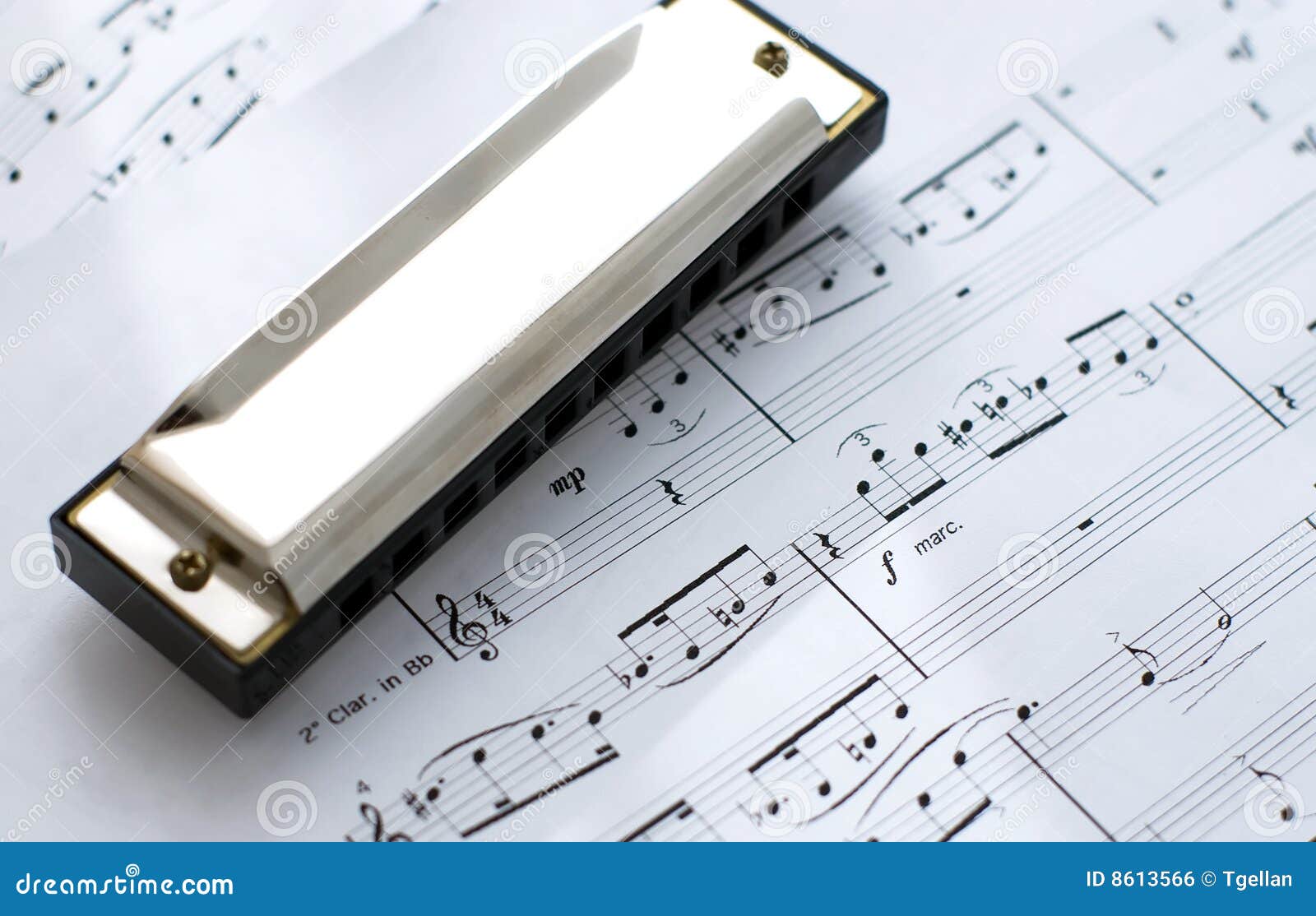 Harmonica on notes stock photo. Image of black, musician - 8613566