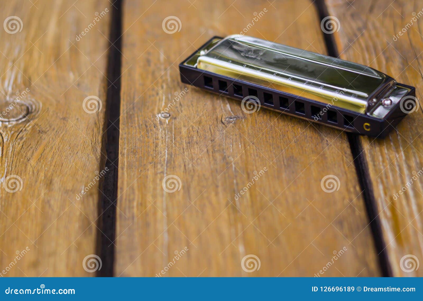 Harmonica on Wooden Table Retro Stock Image - Image of equipment ...