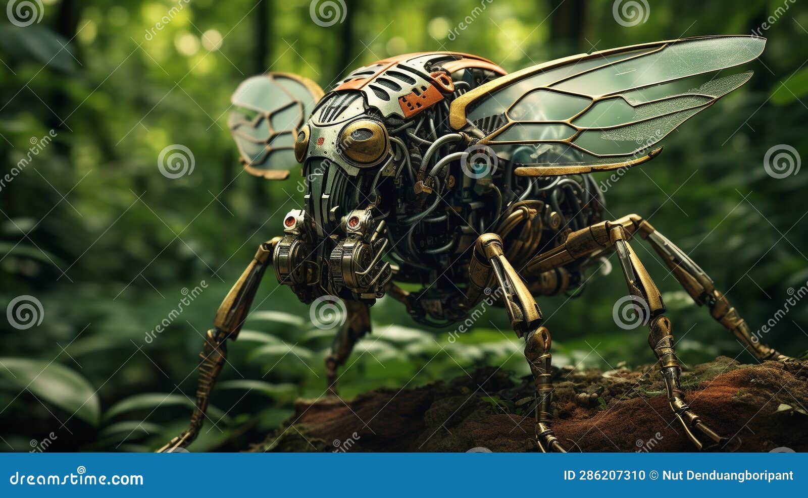 Harmonious Coexistence: Biomechanical Creatures in the Techno Jungle Stock Photo - Image of ...