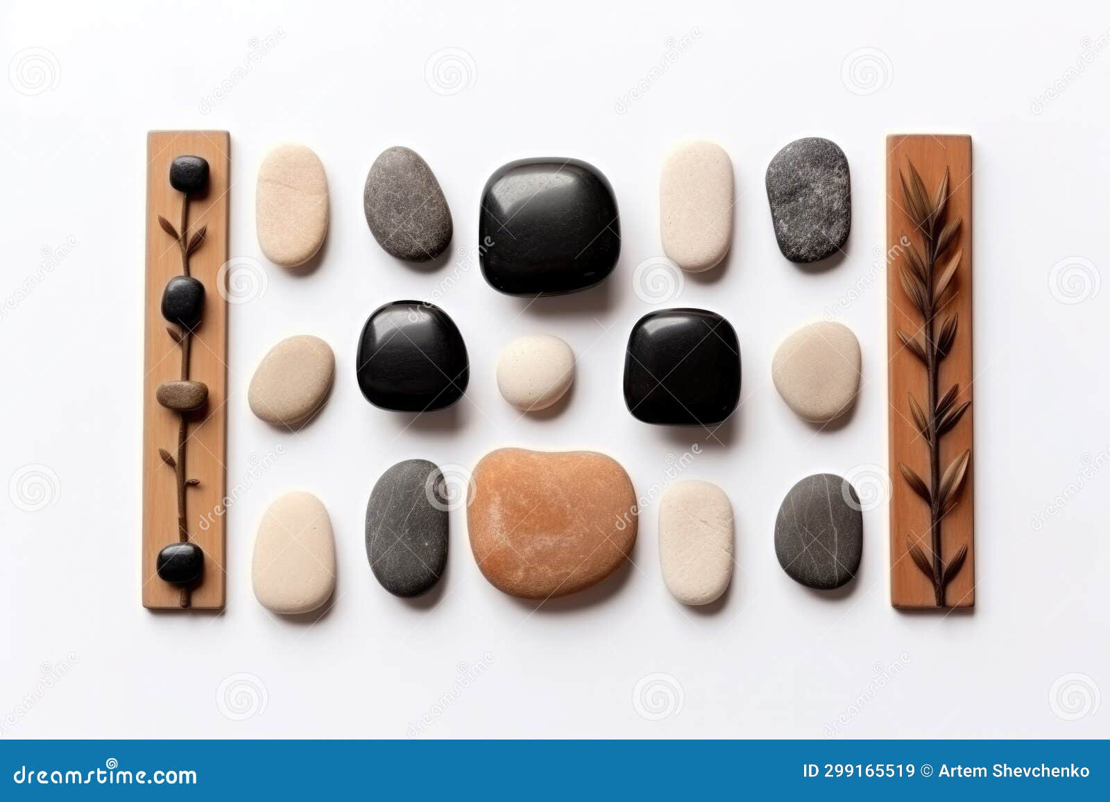A Harmonious Composition of Smooth Pebbles and Wooden Elements with a ...