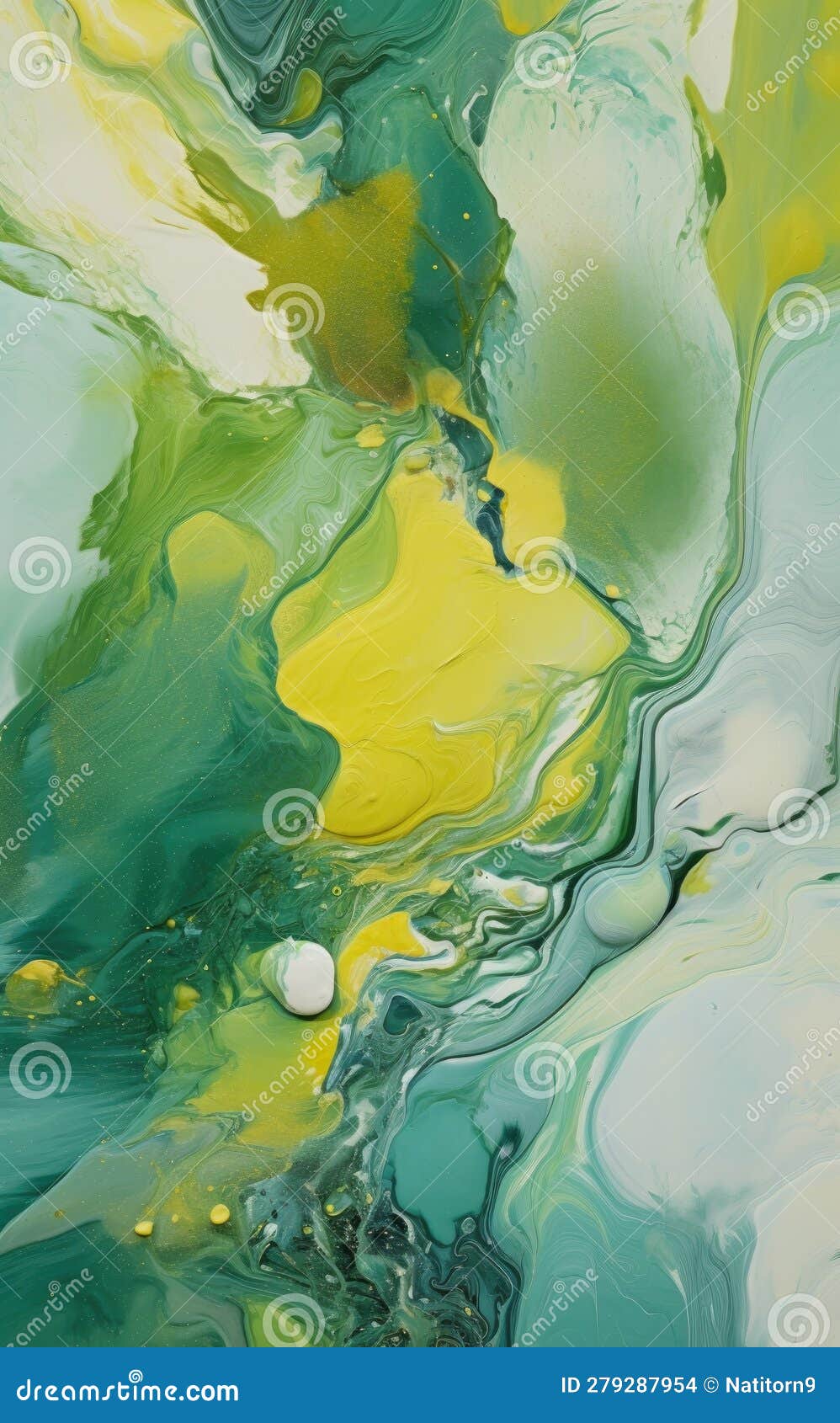 Harmonious Confluence of Green and Gray Paint on Glass in Organic ...