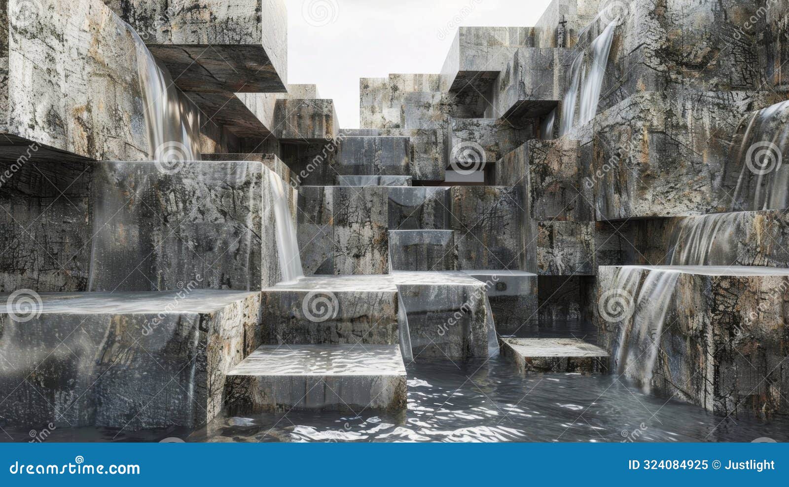 A Harmonious Dance of Overlapping Geometric Waterfalls Each Unique in ...