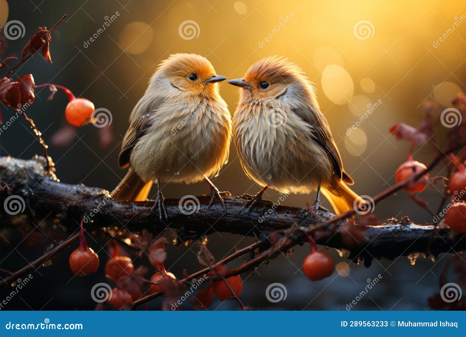 A Harmonious Duo of Birds Perched Peacefully Side by Side Stock ...
