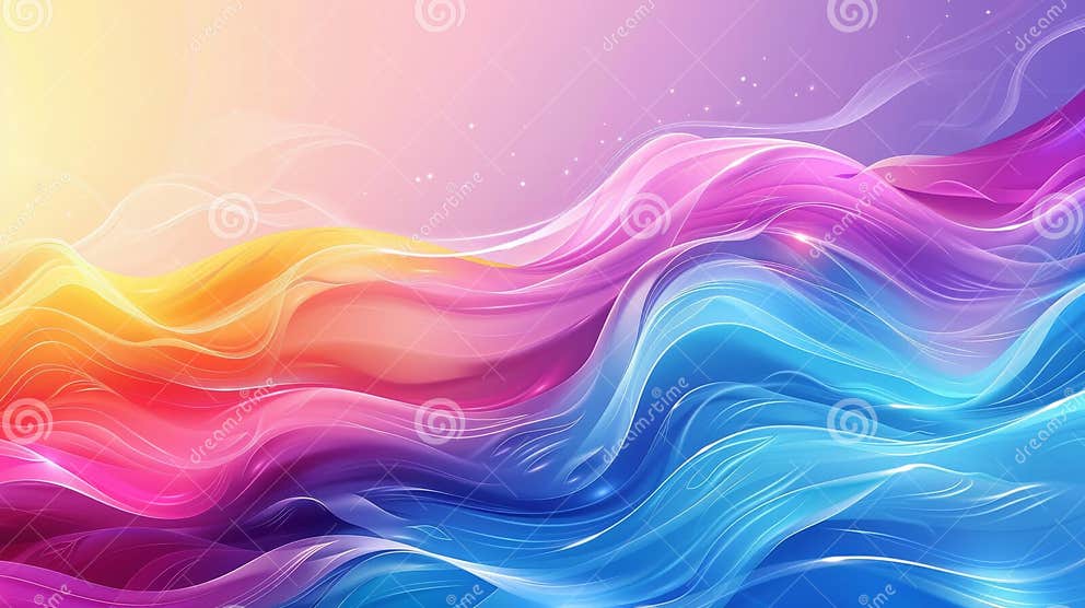 Harmonious Flow of Vivid Digital Color Waves Stock Illustration ...