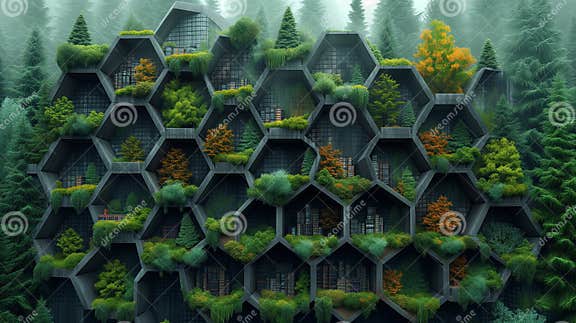 Harmonious Hexagonal Habitats in Forest Stock Image - Image of ...