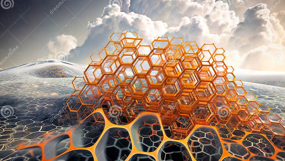 Hive Mind: Interconnected Hexagons in Abstract Symphony, Generative Ai ...
