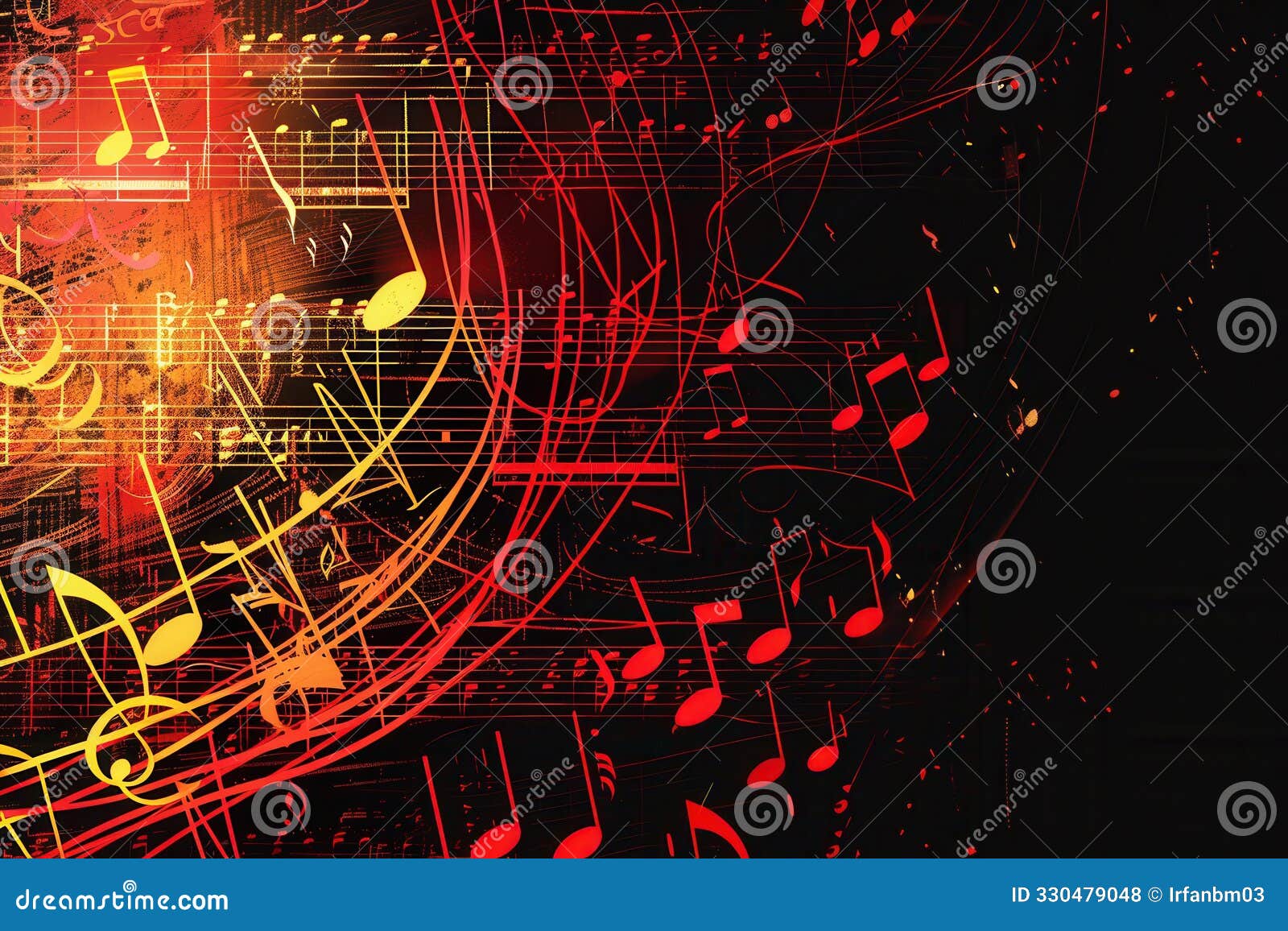 Harmonious Melodies. Music Notation Background with High Detail on a ...