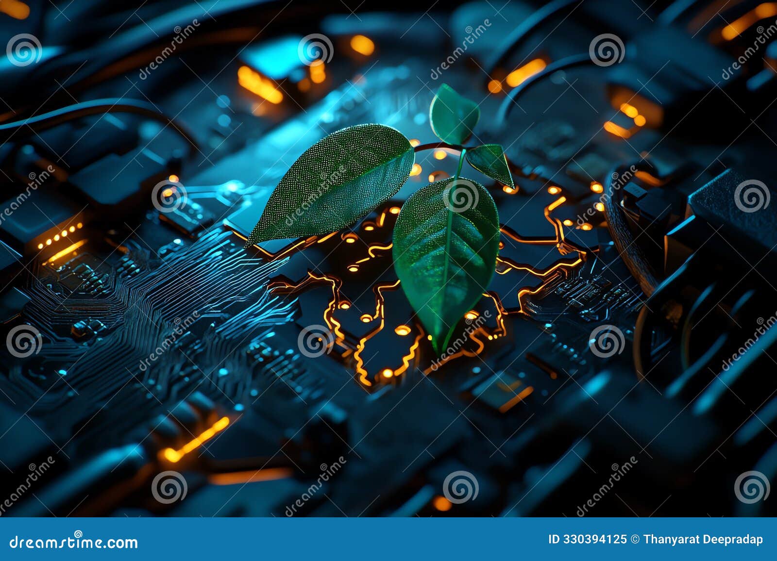 Harmonious Merging of Computer Circuitry and Organic Vines in a ...