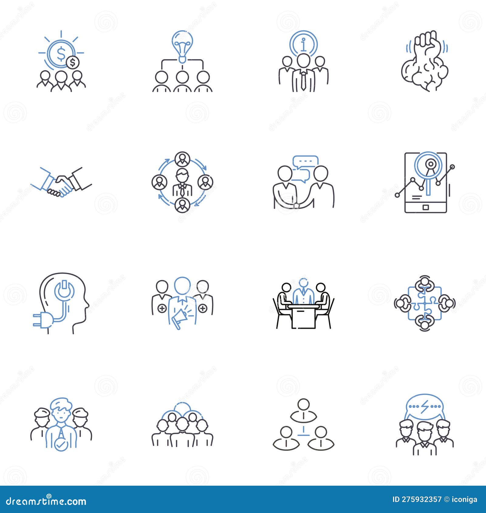 Harmonious Teamwork Line Icons Collection. Ollaboration, Unity, Synergy ...
