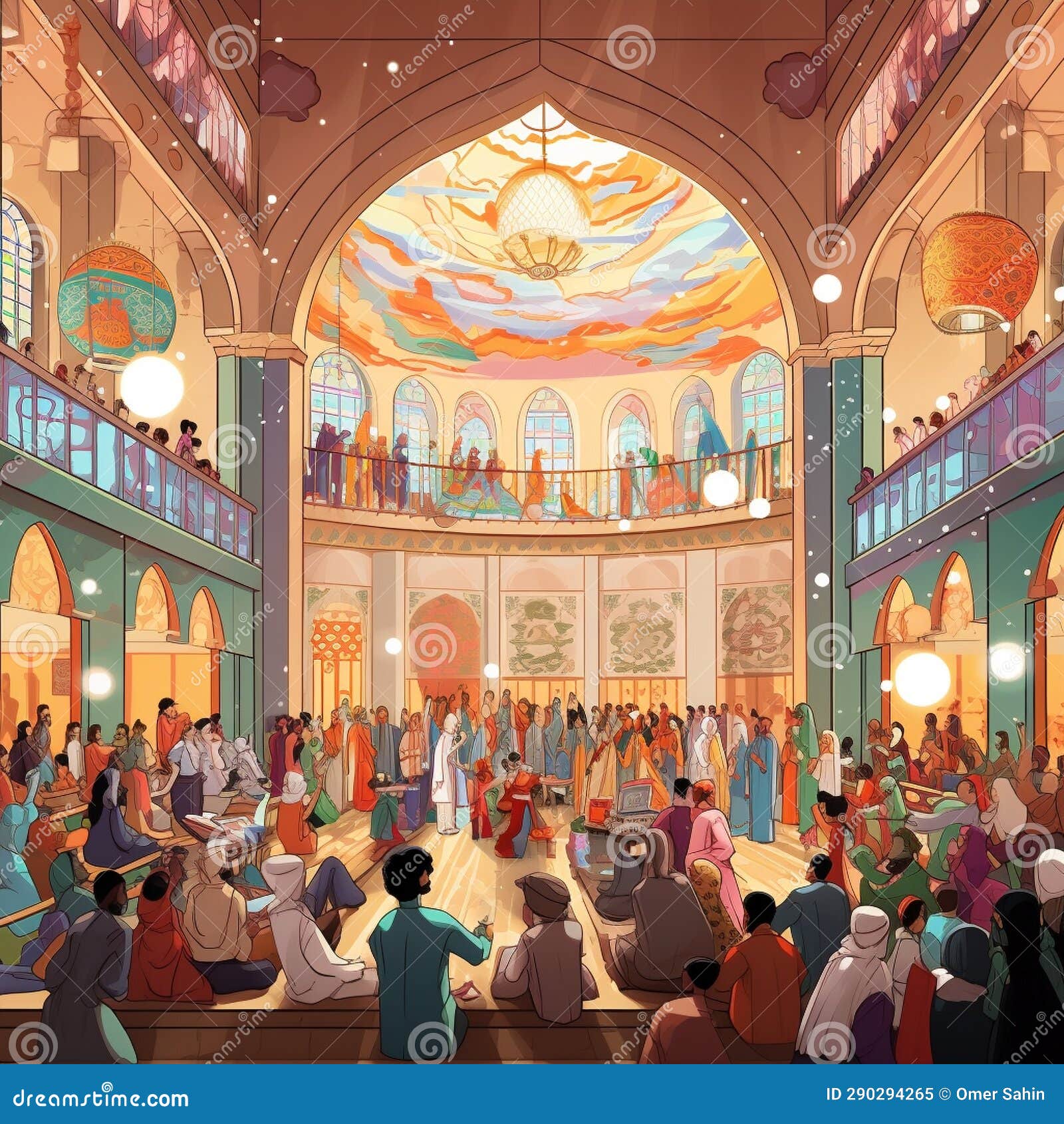 Harmony in Halls - Interfaith Gathering in a Grand Religious Hall Stock ...