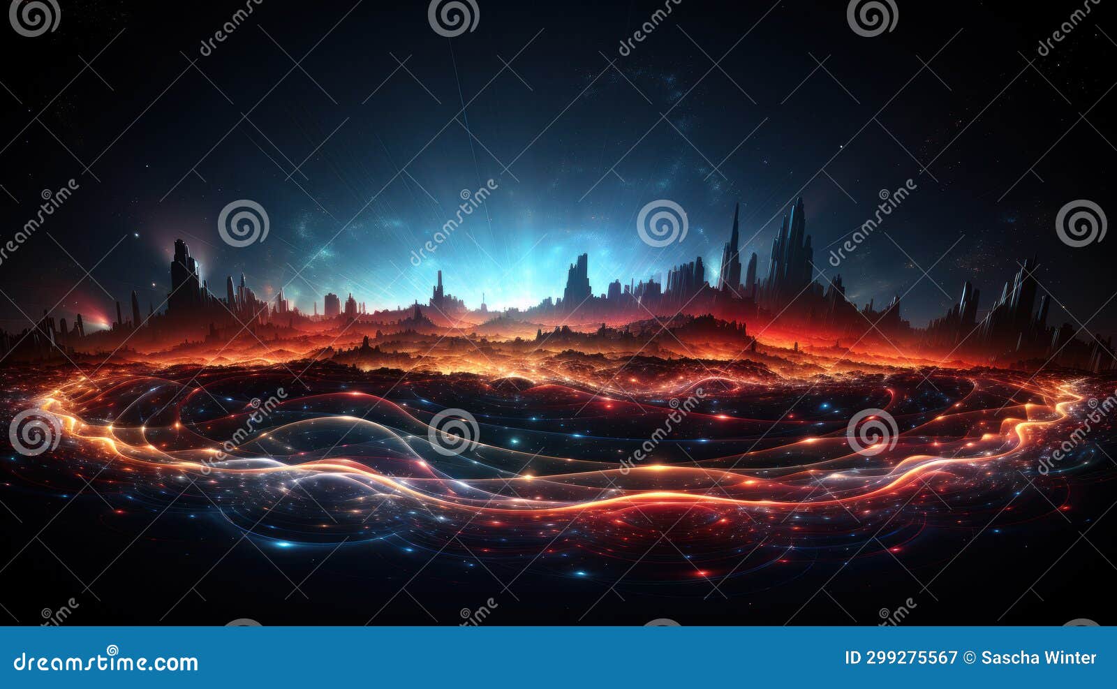 Harmony in Motion: Illuminated Sound Waves Stock Image - Image of ...