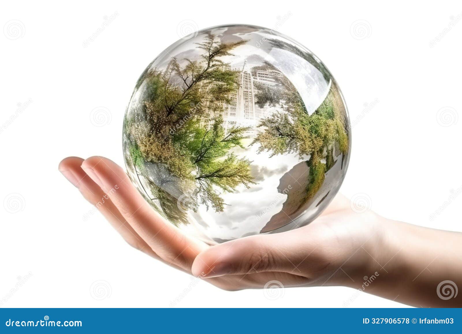 Harmony of Nature and Planet Transparent Earth Globe in Hand with ...
