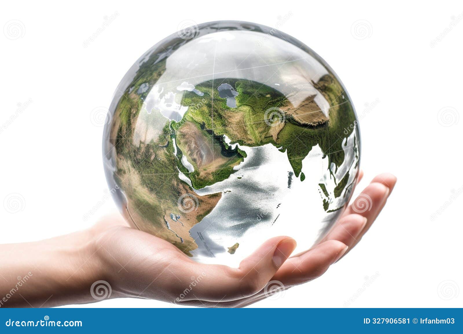 Harmony of Nature and Planet Transparent Earth Globe in Hand with ...