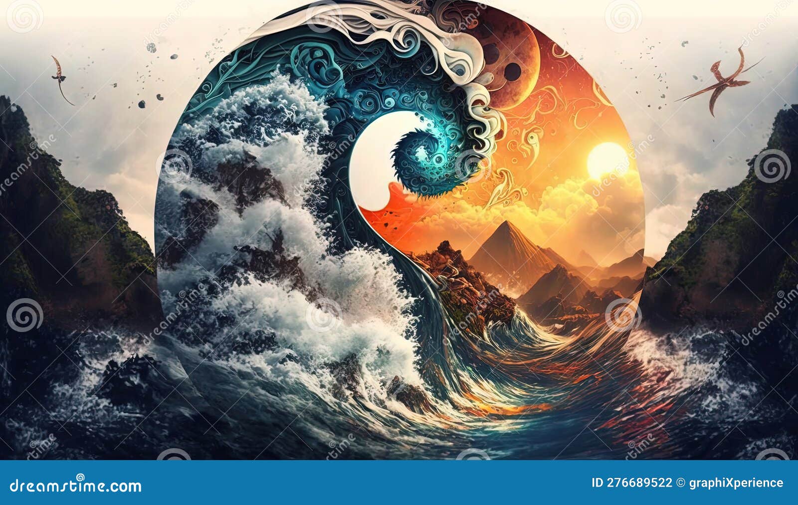 Harmony of Opposites Collage Stock Illustration - Illustration of white ...