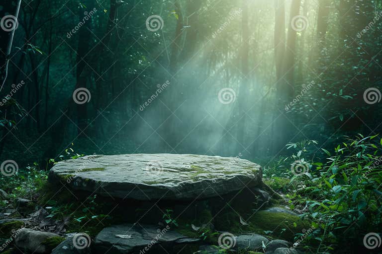 Harmony in Round, Flat Stone Podium Standing Gracefully in an Empty ...