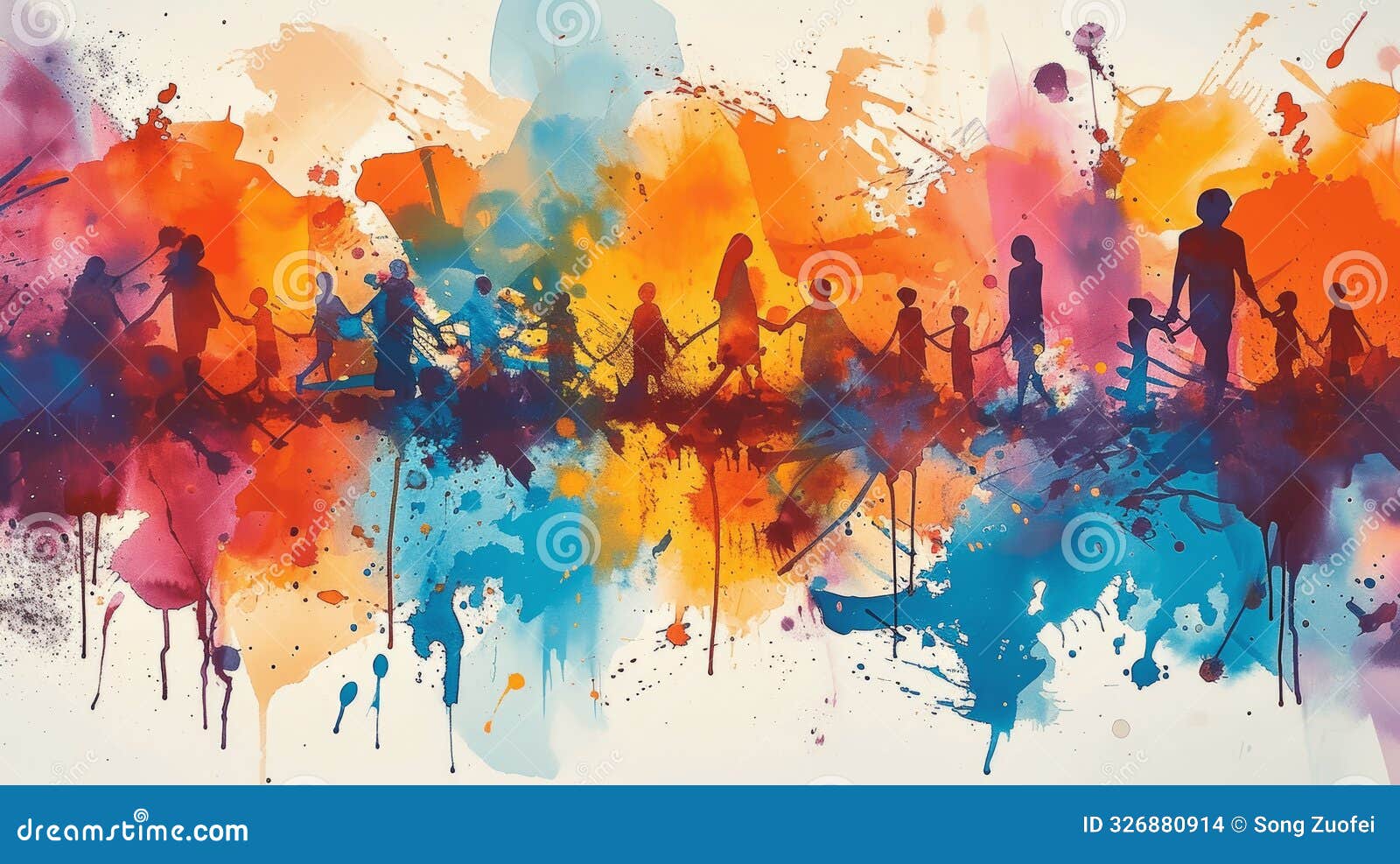 Harmony and Support - Watercolor Image of Diverse People United Stock ...