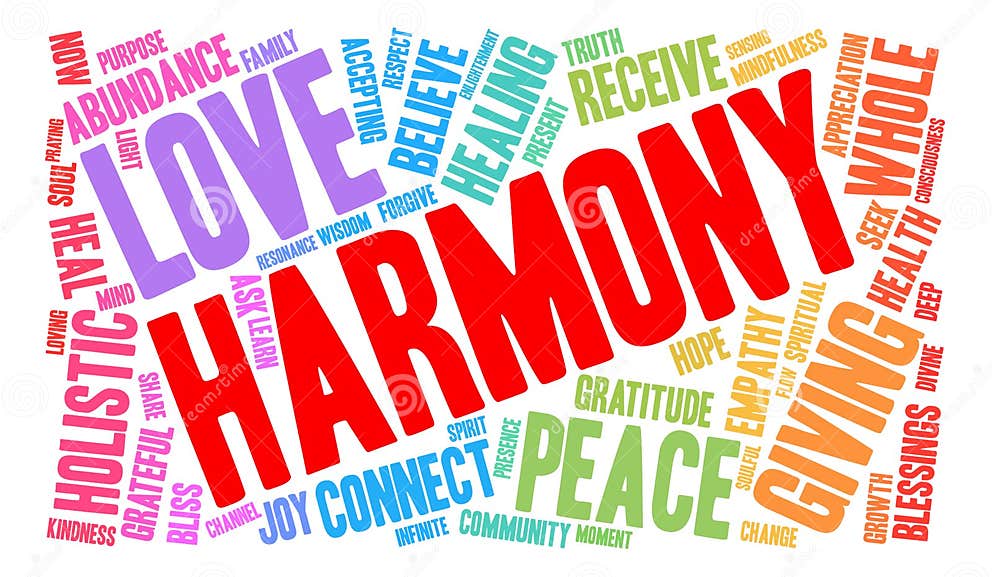 Harmony Word Cloud stock vector. Illustration of hope - 100127032