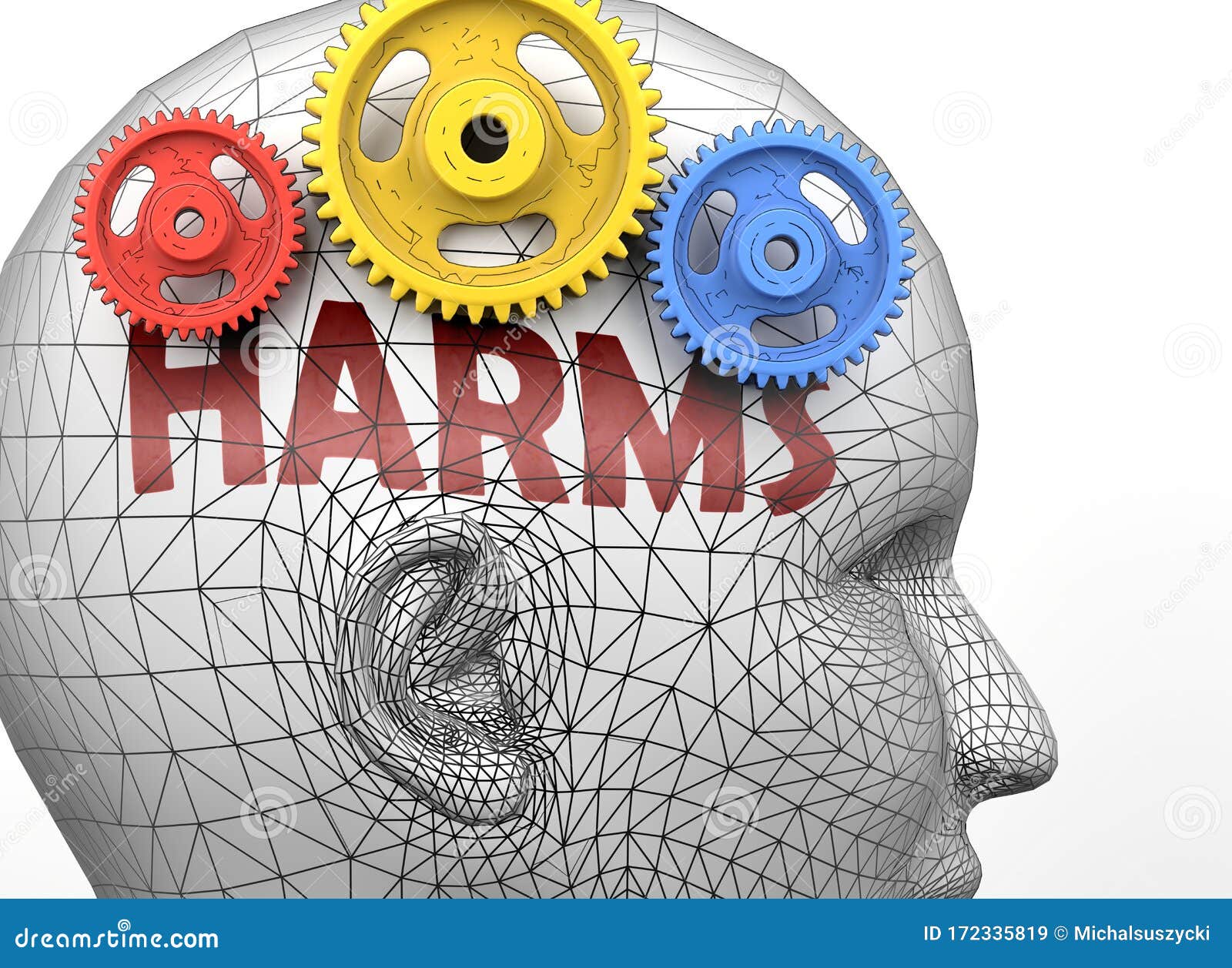 Harms and Human Mind - Pictured As Word Harms Inside a Head To ...