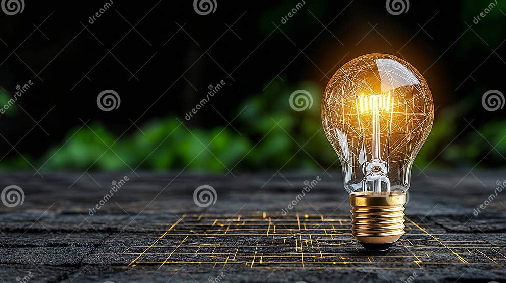 Harnessing the Power of Light Bulbs with a Wire Symbolizing the Fusion ...