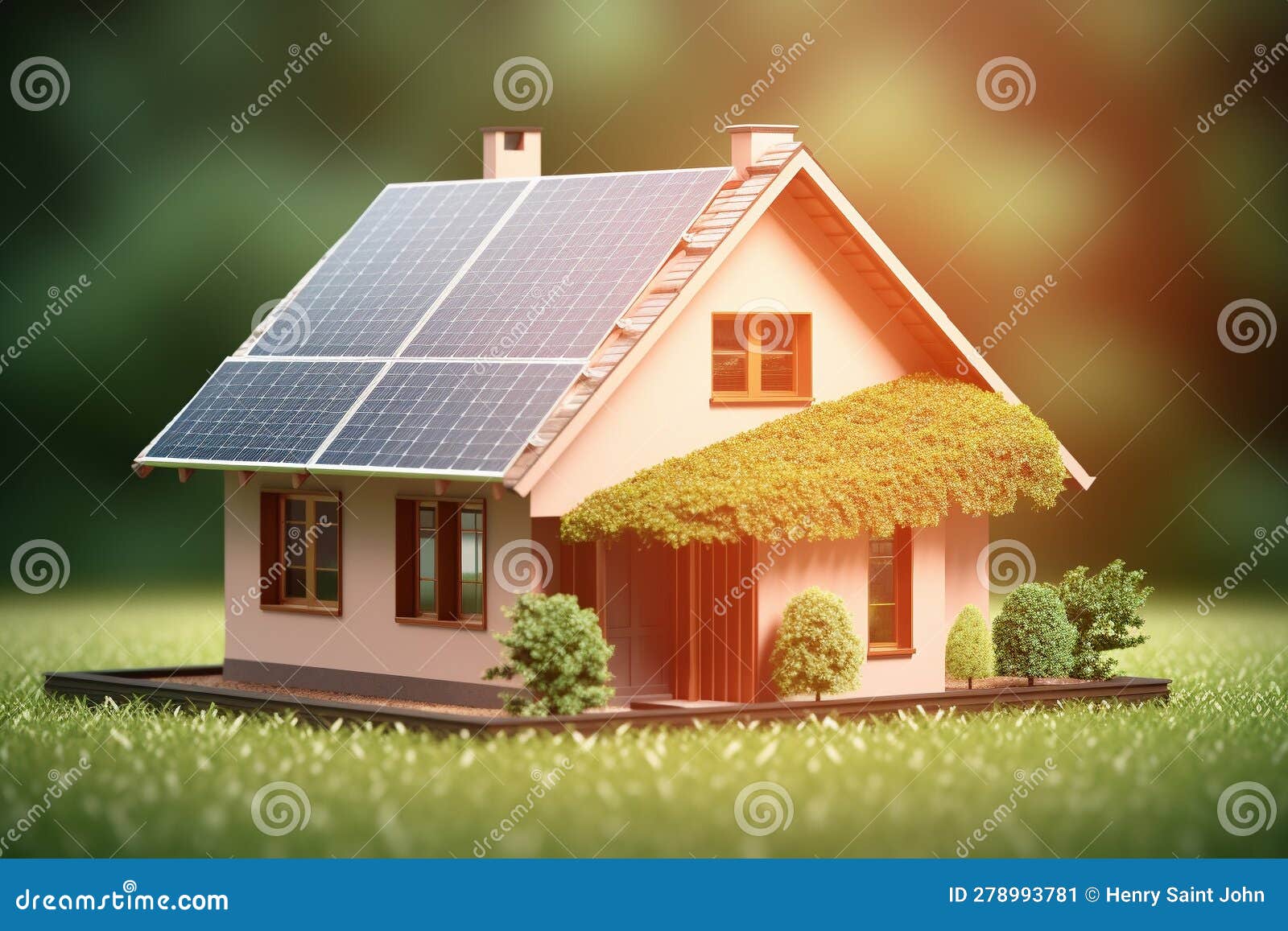 Harnessing the Sun: the Power of Houses with Solar Panels Stock ...