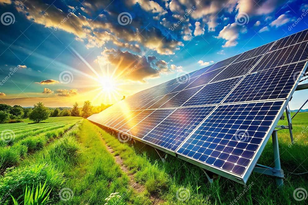 Harnessing the Suns Power a Sustainable Solar Panel Array Generating ...