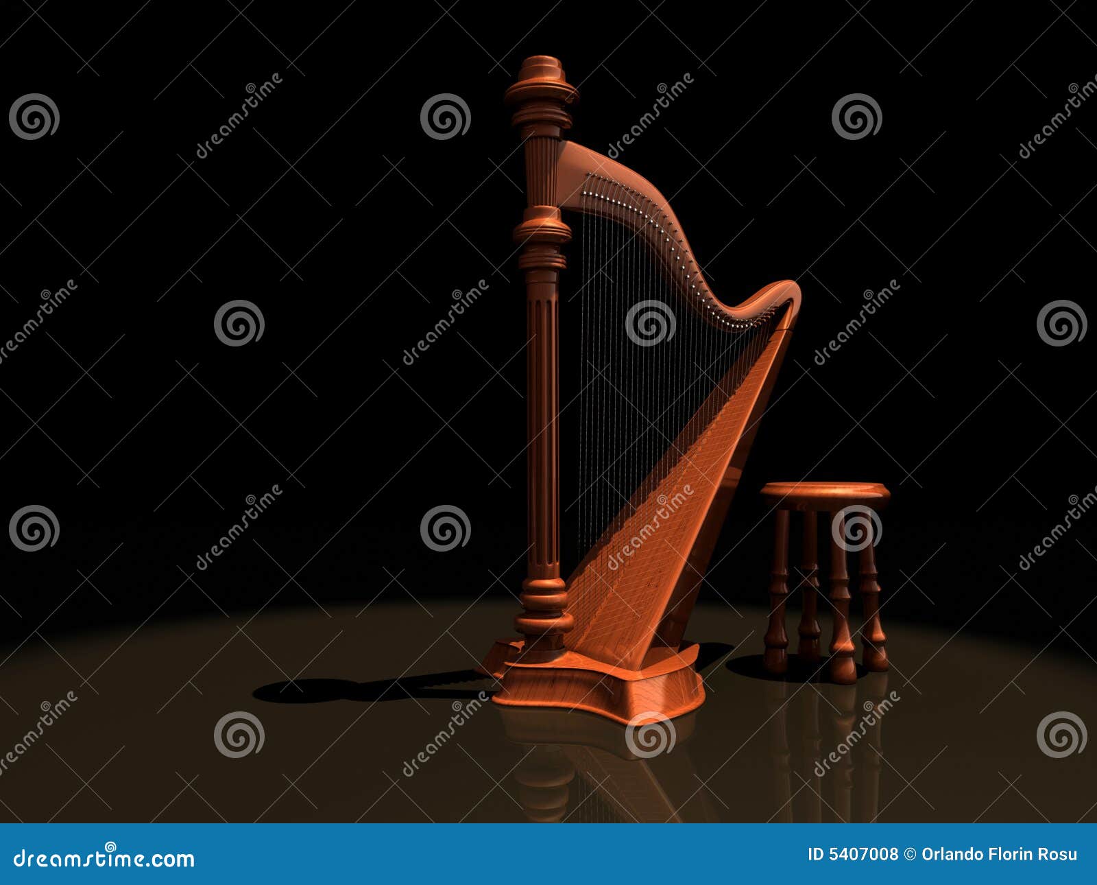 Harp stock illustration. Illustration of equipment, chair - 5407008