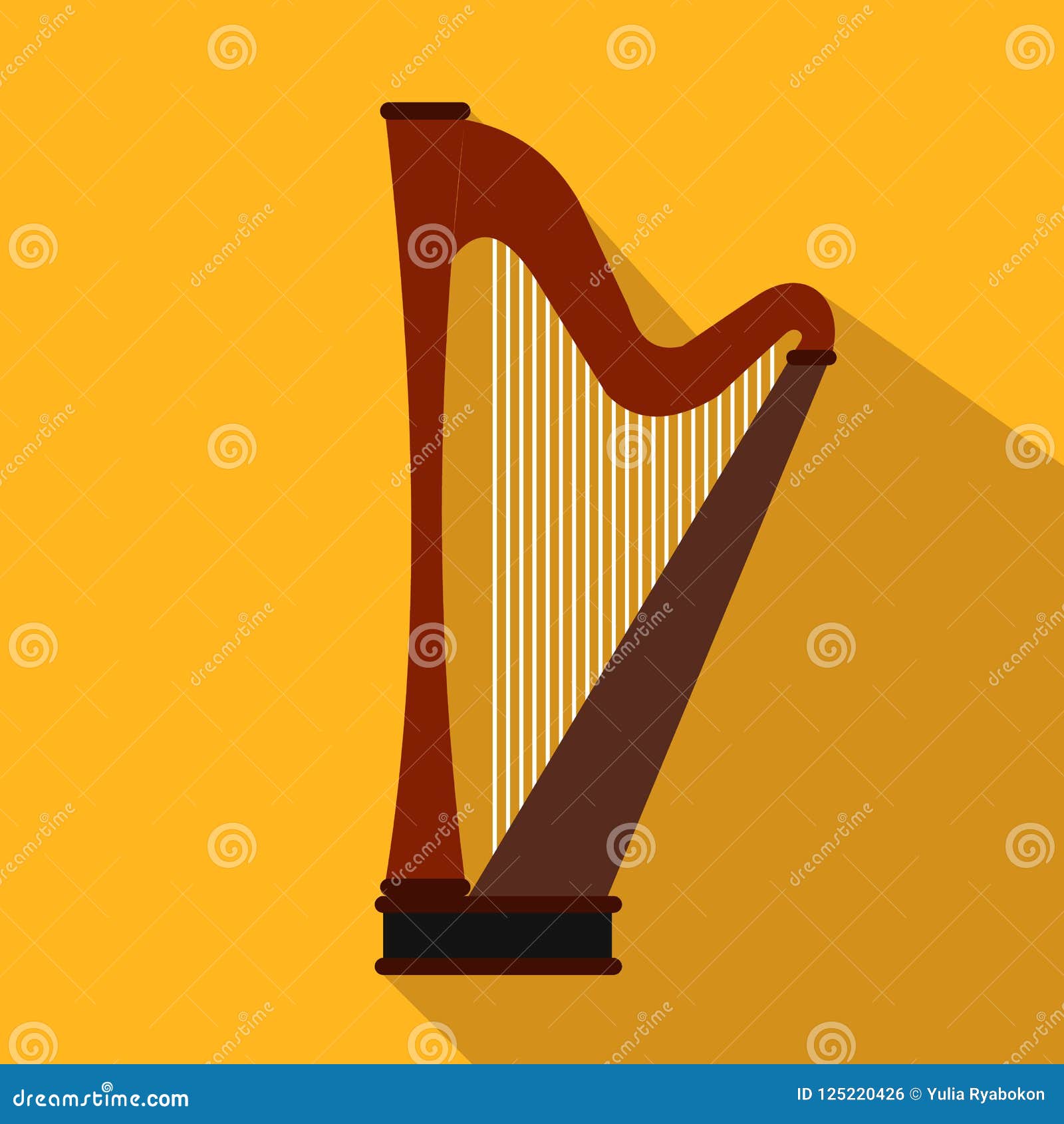 Harp flat icon stock vector. Illustration of pictogram - 125220426
