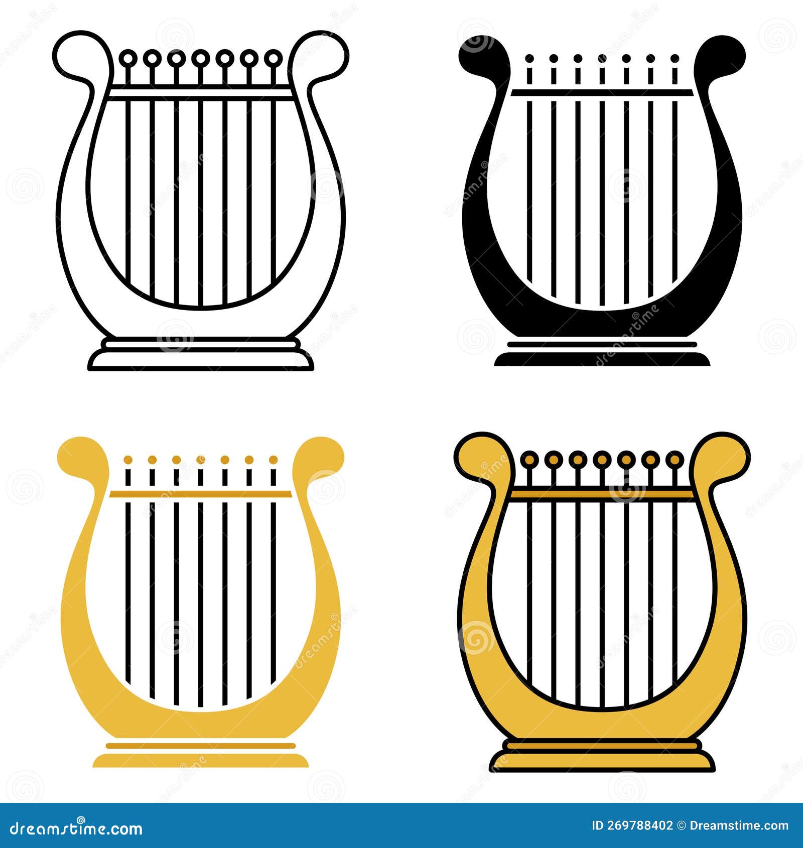 Harp in Flat Style Isolated Stock Vector - Illustration of musician ...