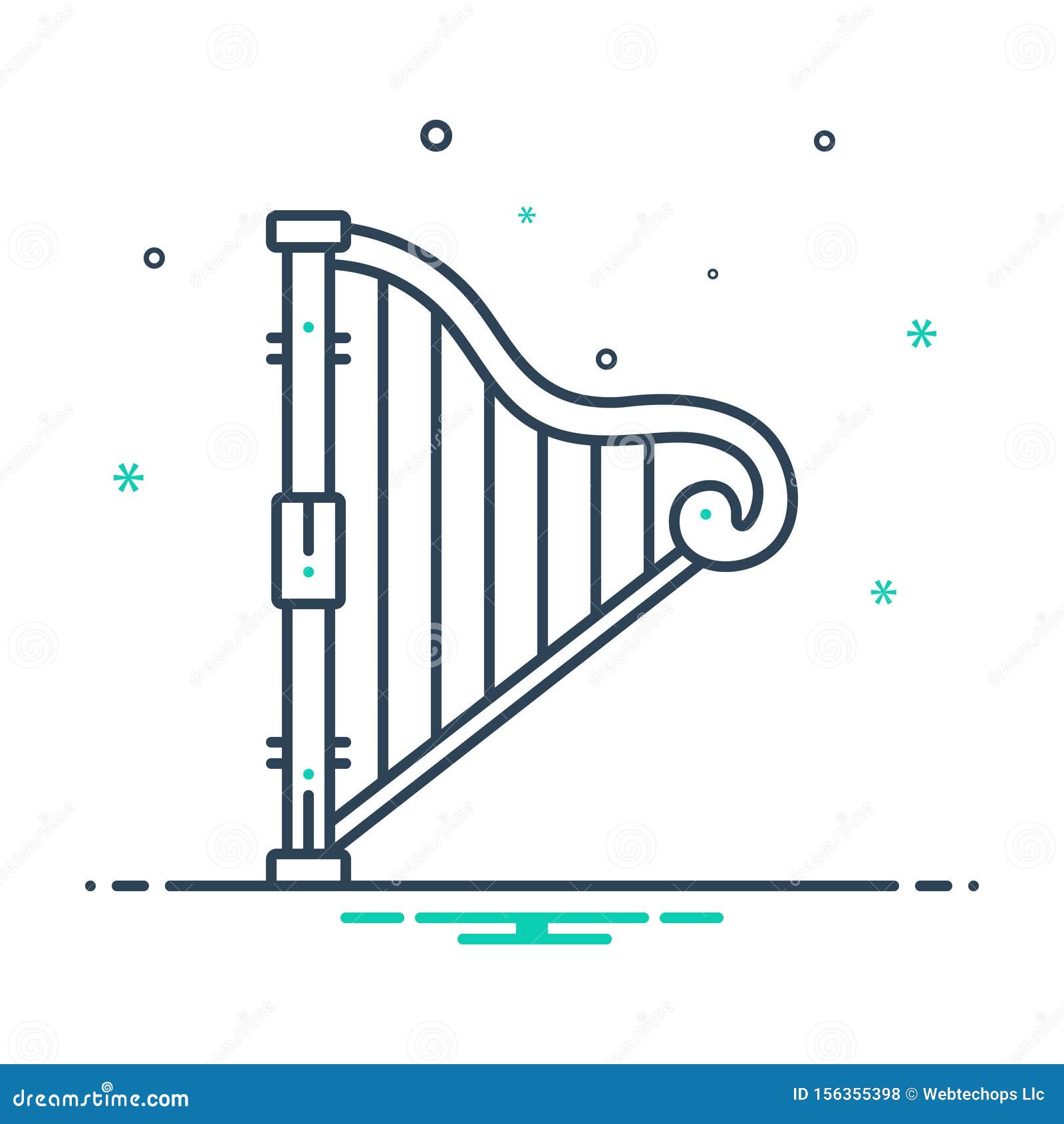 Black Mix Icon for Harp, Lute and Lyre Stock Illustration ...