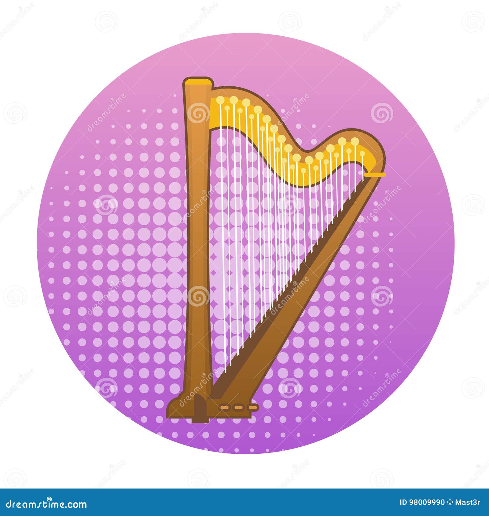 Harp Icon Ancient Music Instrument Concept Stock Vector - Illustration ...