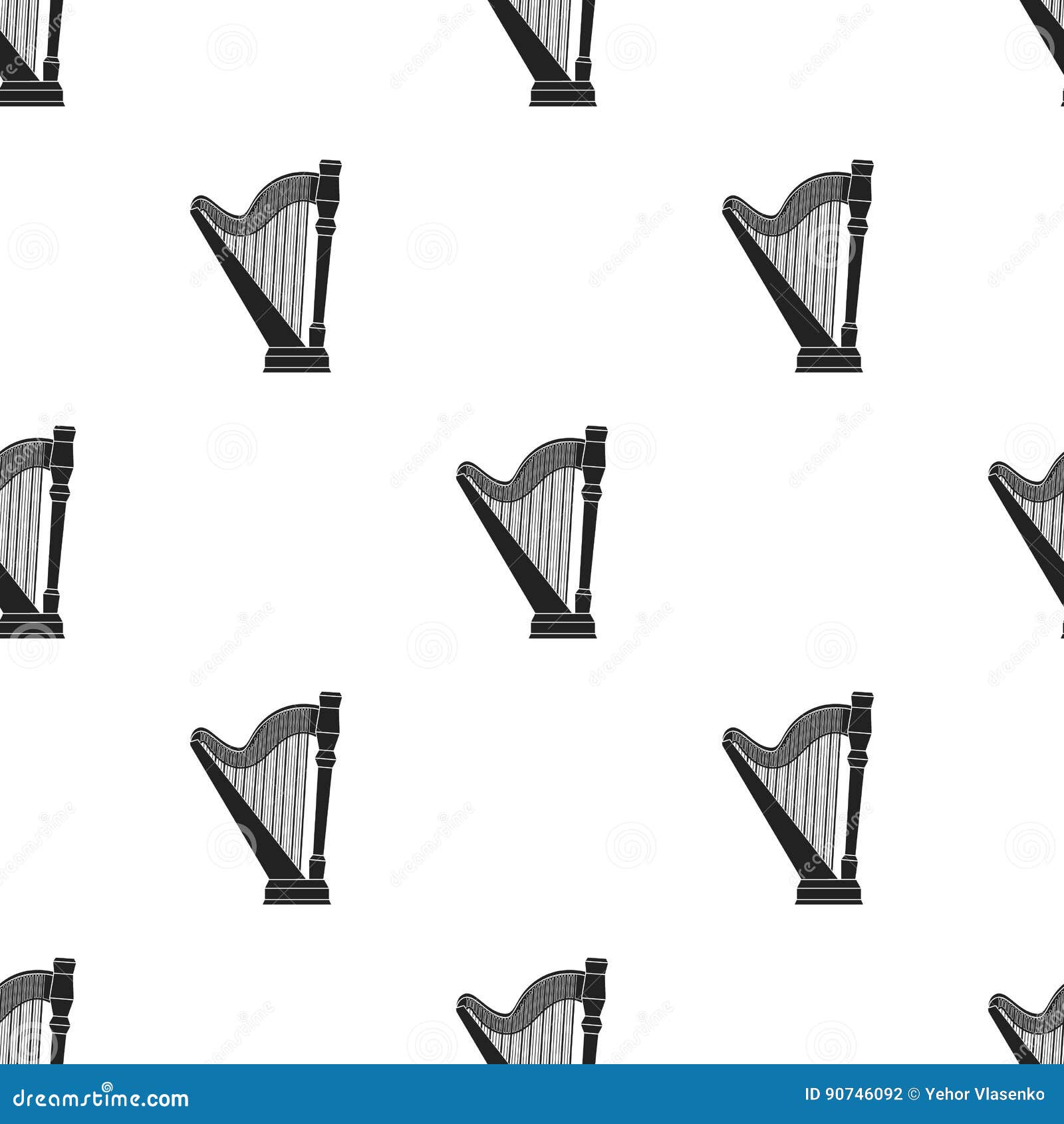 Harp Icon in Black Style Isolated on White Background. Musical ...