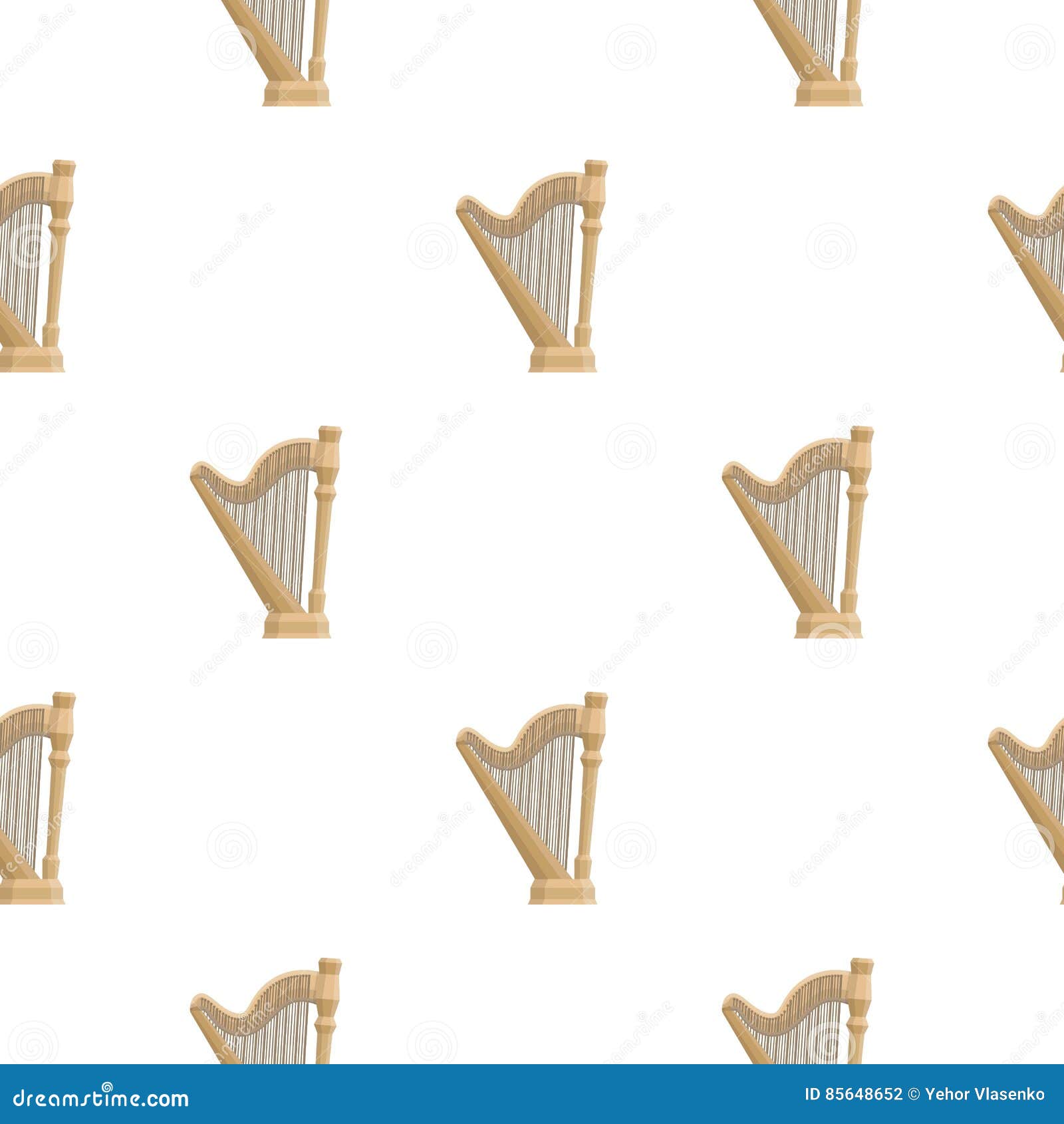 Harp Icon in Cartoon Style on White Background. Musical Instruments ...