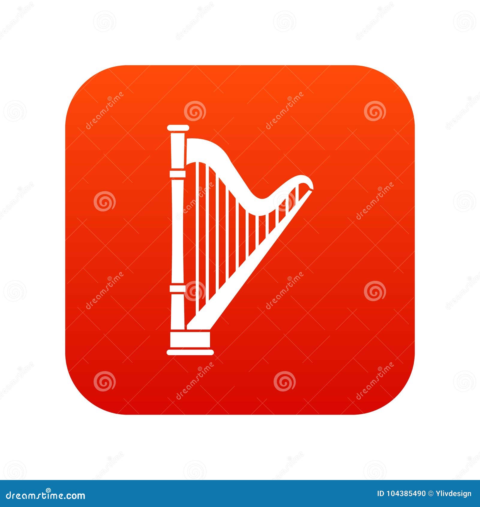 Harp icon digital red stock vector. Illustration of play - 104385490