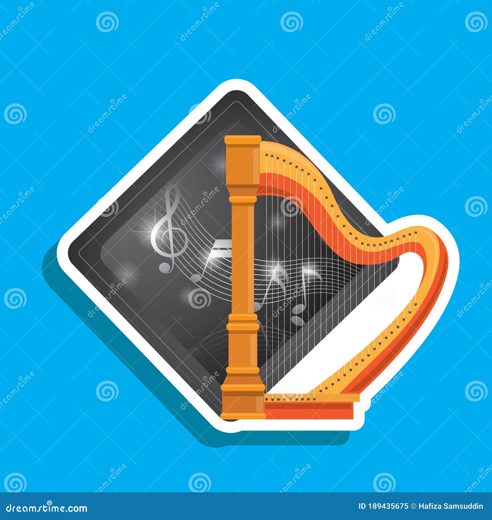 Harp Label. Vector Illustration Decorative Design Stock Vector ...