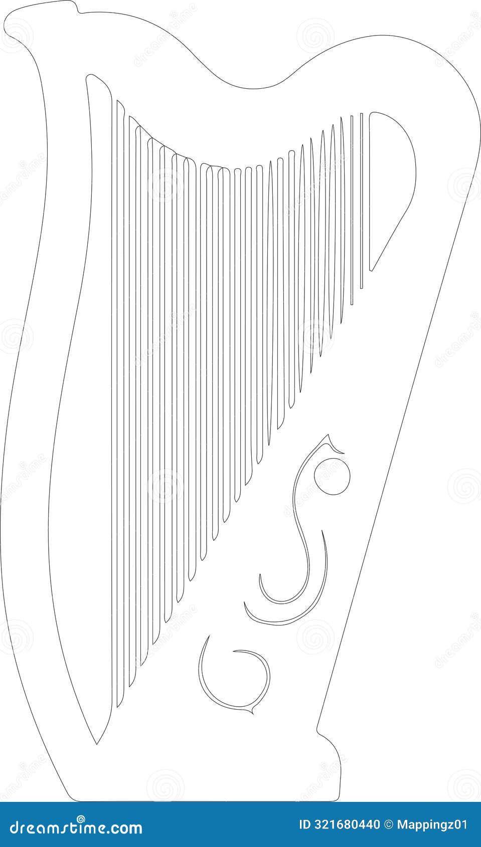 Harp Outline Silhouette Generative Ai Stock Vector - Illustration of ...