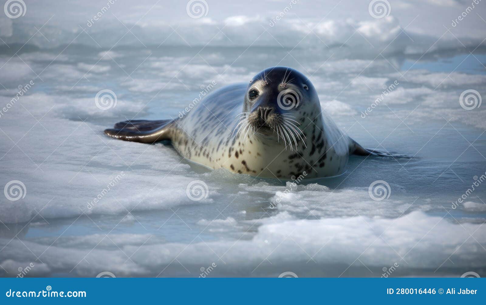 Harp Seal on Snow Ai, Ai Generative, Illustration Stock Photo - Image ...