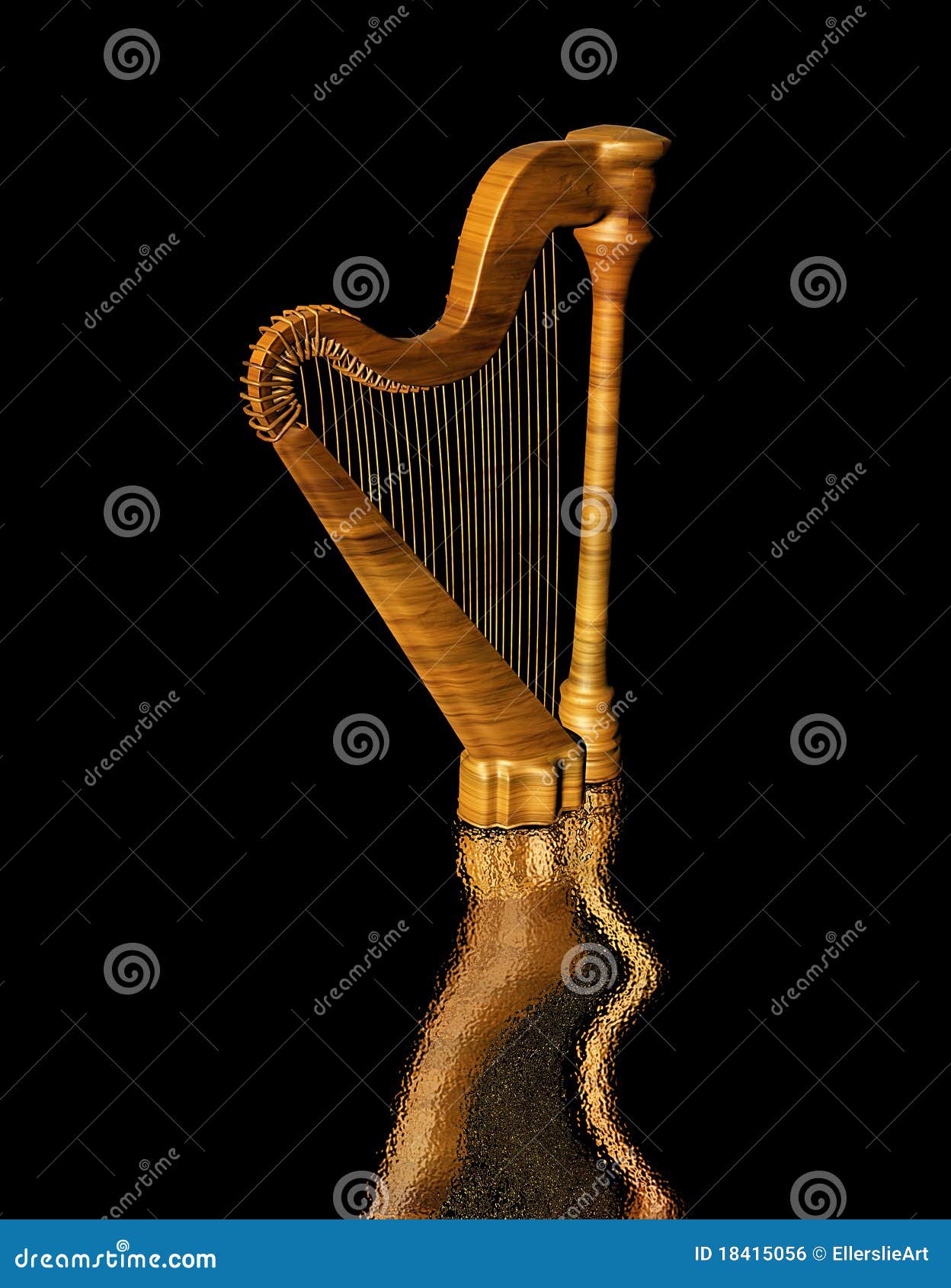 Harpa stock illustrationer. Illustration av harpa, vatten - 18415056