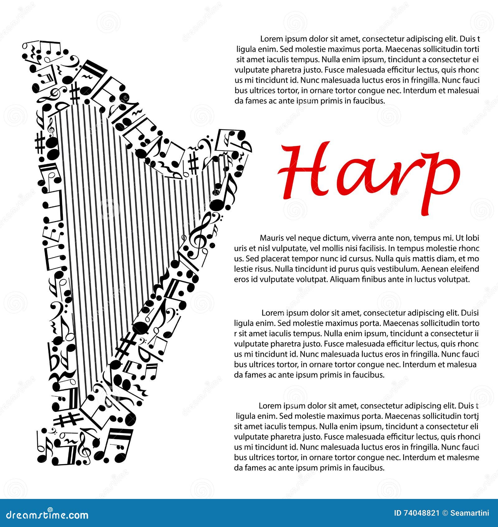 Harpe Avec Les Notes Musicales Pour La Conception D'infographics ...