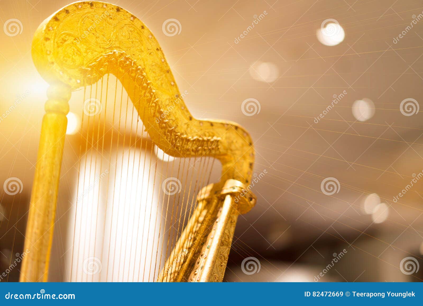 Harps Golden Light Background. Stock Image - Image of golden, song ...
