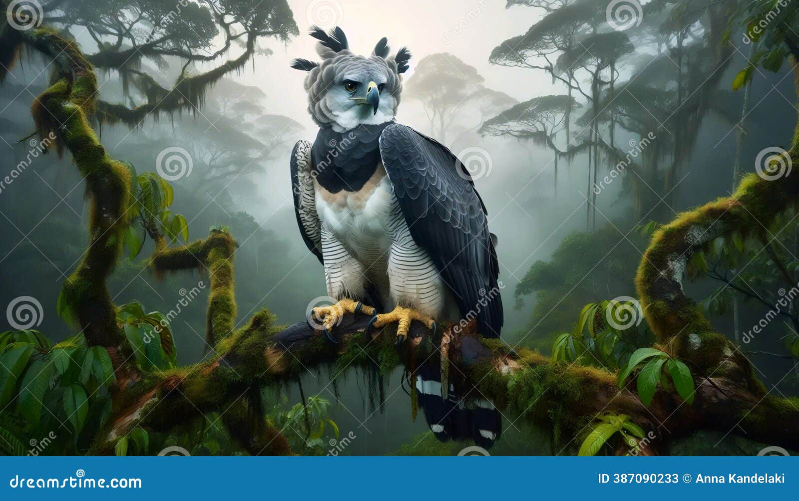 Powerful Harpy Eagle In The Tropical Rainforest Canopy. Generative AI ...